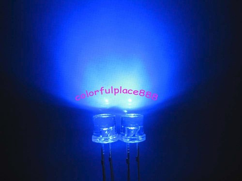 1000pcs, 5mm Blue 5000mcd Flat Top Wide Angle LED Lamp Water Clear ...
