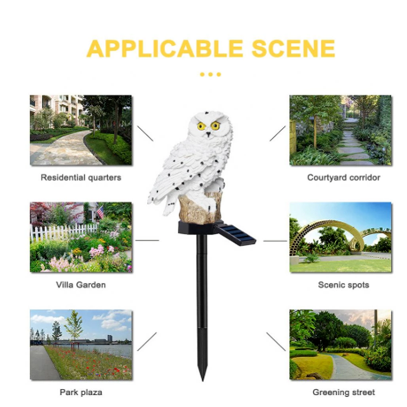 Outdoor Solar Power LED Owl Light Garden Yard Landscape Decor Lamp ...