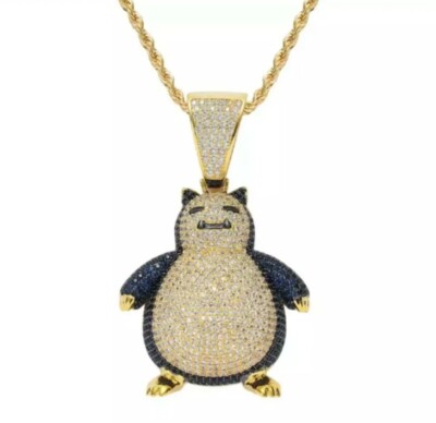 GOLD Iced Out Pokemon Necklace Penguin Hip Hop Gold Jewelry Pendant ...