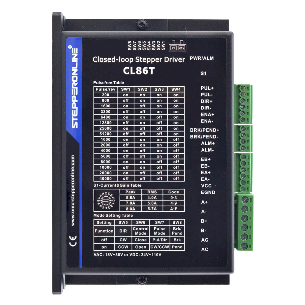 STEPPERONLINE 12Nm Nema34 Closed Loop Stepper Servo Motor Driver CL86T ...