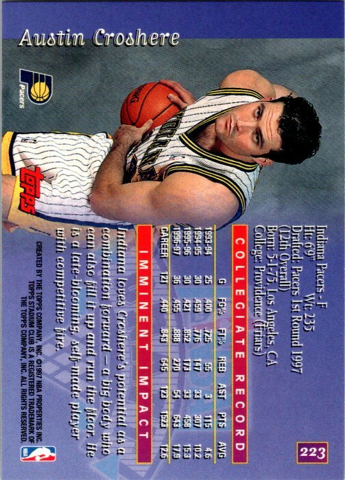 Austin Croshere 1997 Topps Stadium Club NBA Draft #223 | eBay