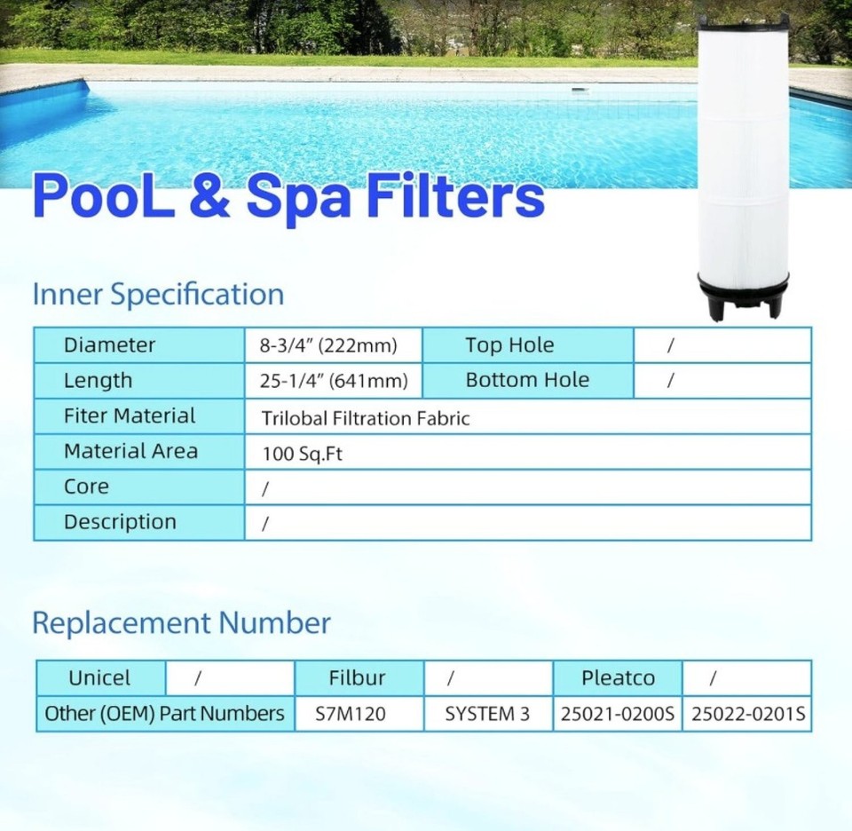 System 3 S7M120 Inner/Outer Set Pool Filters for SR300, 25021-0200S ...