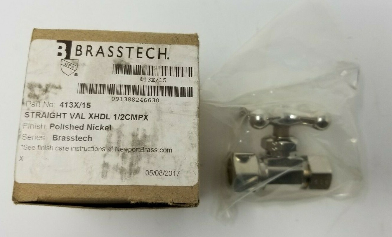 BRASSTECH 413X/15 Straight Valve 1/2'' Compression Cross Handle ...