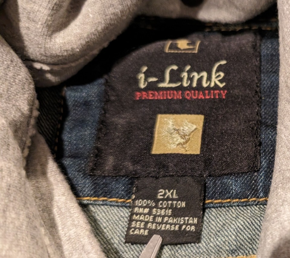 I-Link Premium Denim Vest Jacket w/ Hood 2XL VTG Y2K Deadstock XXL NWT ...