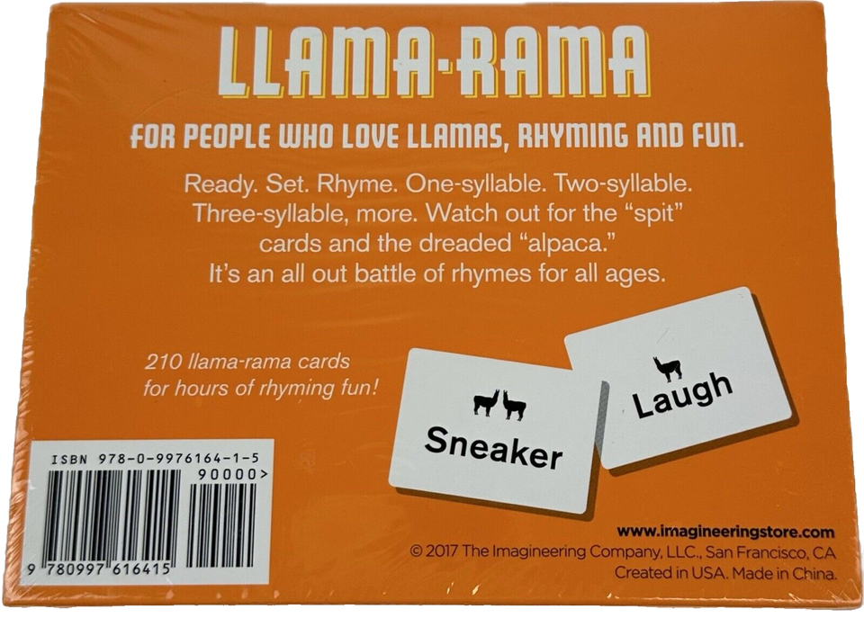 Imagineering Store 2017 Llama Rama Fast Action Rhyming Card Game For ...