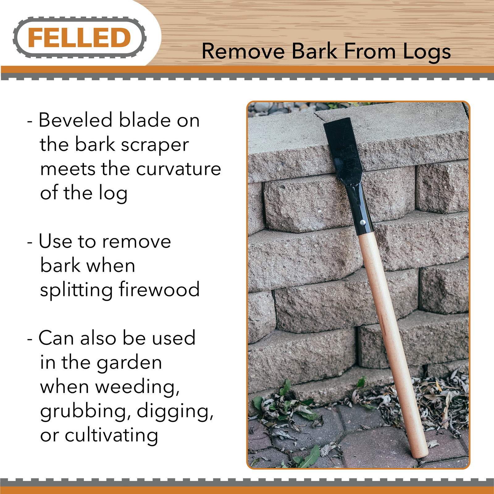 Felled | Bark Spud Debarking Tool – Log Peeler Bark Removal Tool – Log ...