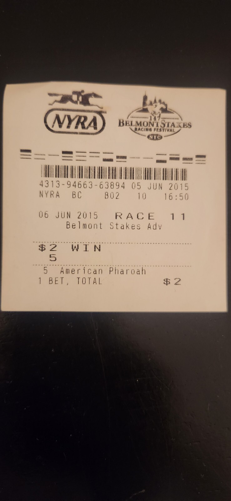***2015 Belmont Stakes American Pharoah Win Uncashed Ticket | eBay