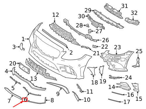 NEW MERCEDES BENZ C W205 AMG FRONT BUMPER LEFT SIDE MOLDING A2058856604 ...