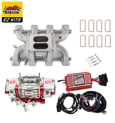 skspeed LS1 Carb Intake Kit Edelbrock RPM Int/MSD 6014/Quickfuel Q-750 ...