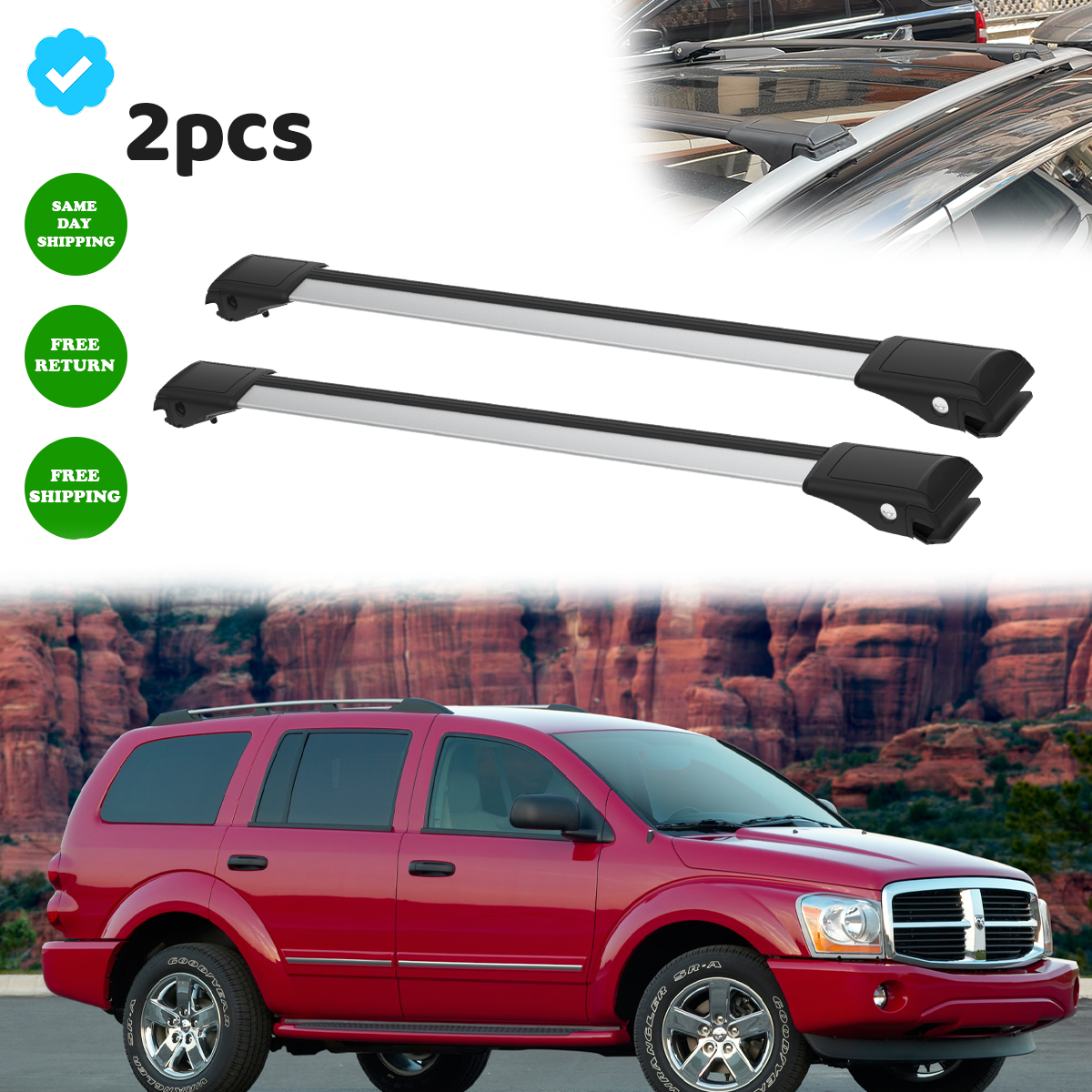 Fit Dodge Durango 2004-2009 Roof Rack Cross Bars Silver Set Carrier Bar ...