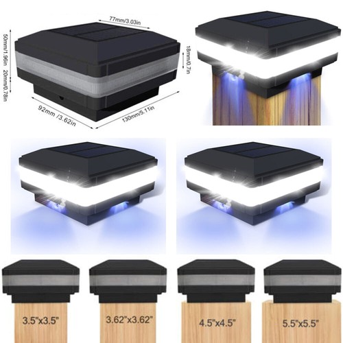 Outdoor Solar Powered LED Deck Post Light Garden Cap Square Fence Lamp ...