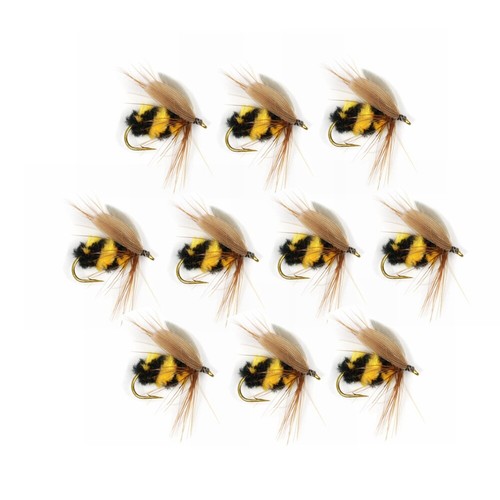 10Pcs Fishing Bionic Bumble Bee Fly Wasp Insect Trout Flies Bait Lures ...