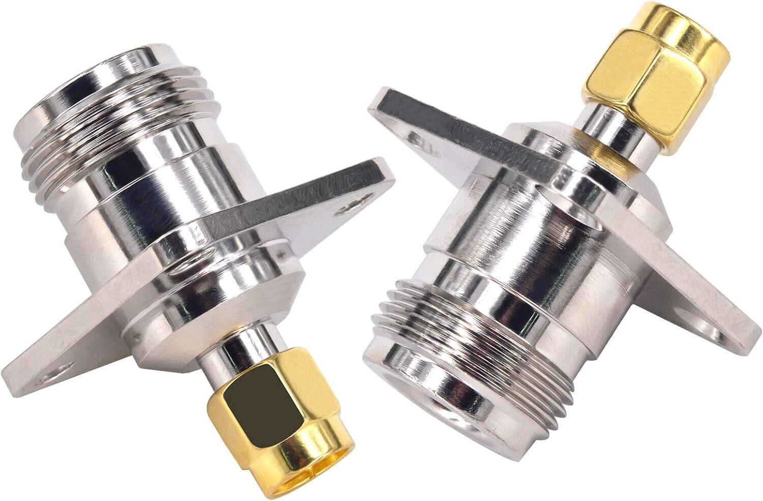 2Pcs N Female to SMA Male 4 Hole Panel Mount RF Coaxial Adapter Flange ...