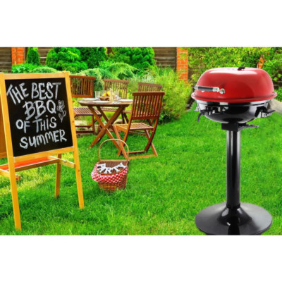 Red Electric Barbecue Grill With 4 Heat Settings Adjustable Thermostat ...