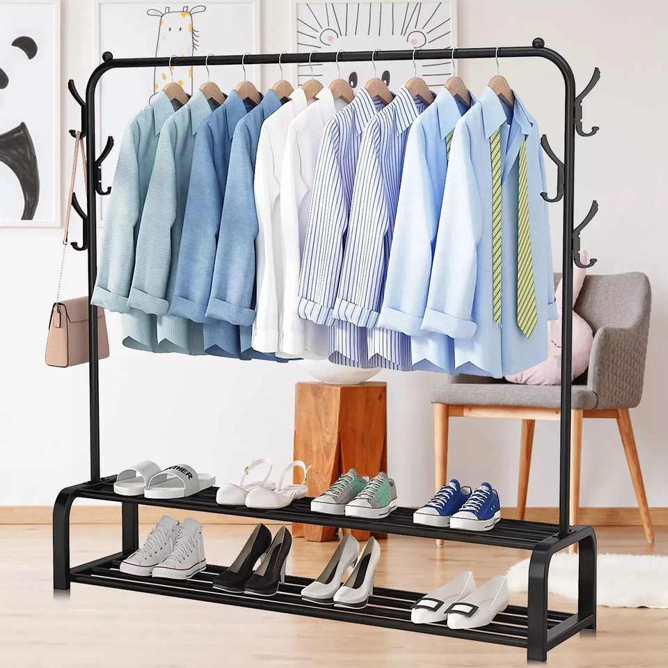 Clothing Rail Garment Rack Display Hanger Hanging Stand Cloth And Shoe ...