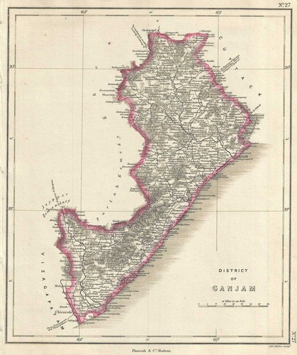 1854 Pharoah and Company Map of Ganjam District, Odisha, India | eBay