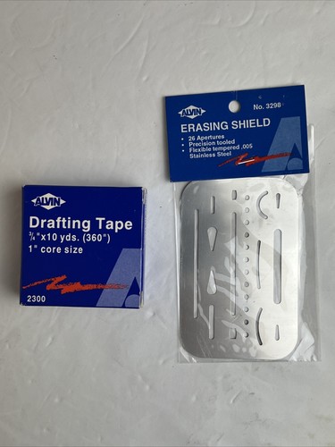 Alvin Drafting Tape 3/4x10yd and Erasing Shield 3298New Old Stock | eBay