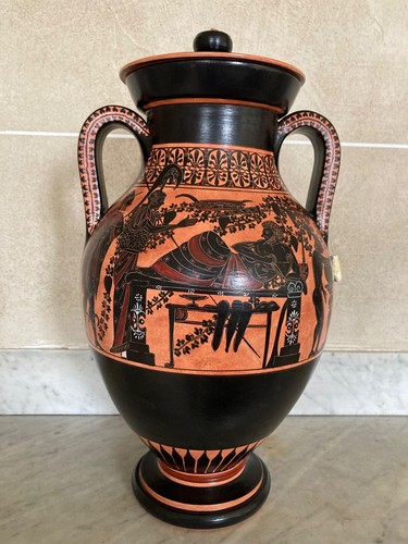 HAND MADE IN GREECE Ancient Greek Copy C 515 BC amphora / urn HERAKLES ...