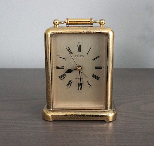 Vintage Seiko Gold Rectangle Desk Living Room Handle Clock 4.5" | eBay