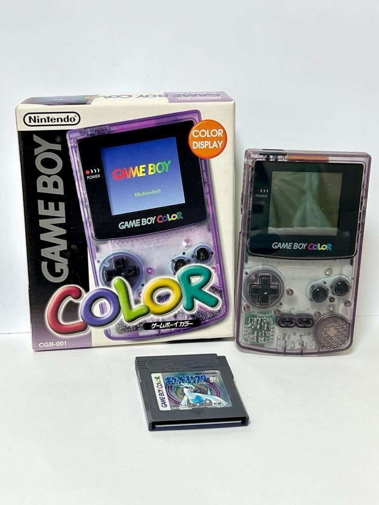 Nintendo Game Boy Color Clear Purple GBC 001 W/Box + Silver Games ...