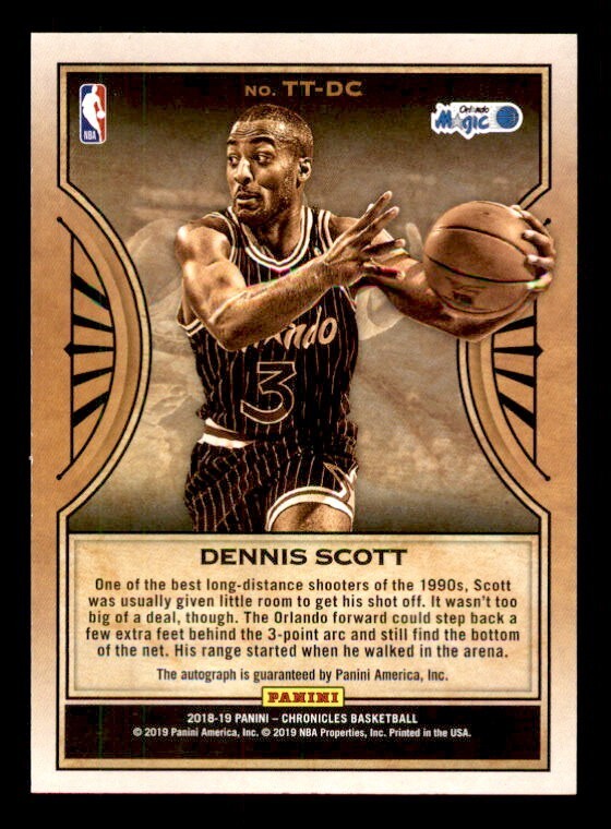 2018-19 Panini Chronicles Timeless Ink Dennis Scott Magic Auto #17/49 ...