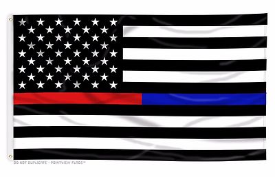 USA Thin Blue Line & Thin Red Line Law Enforcement Police Fire EMS 3'x5 ...