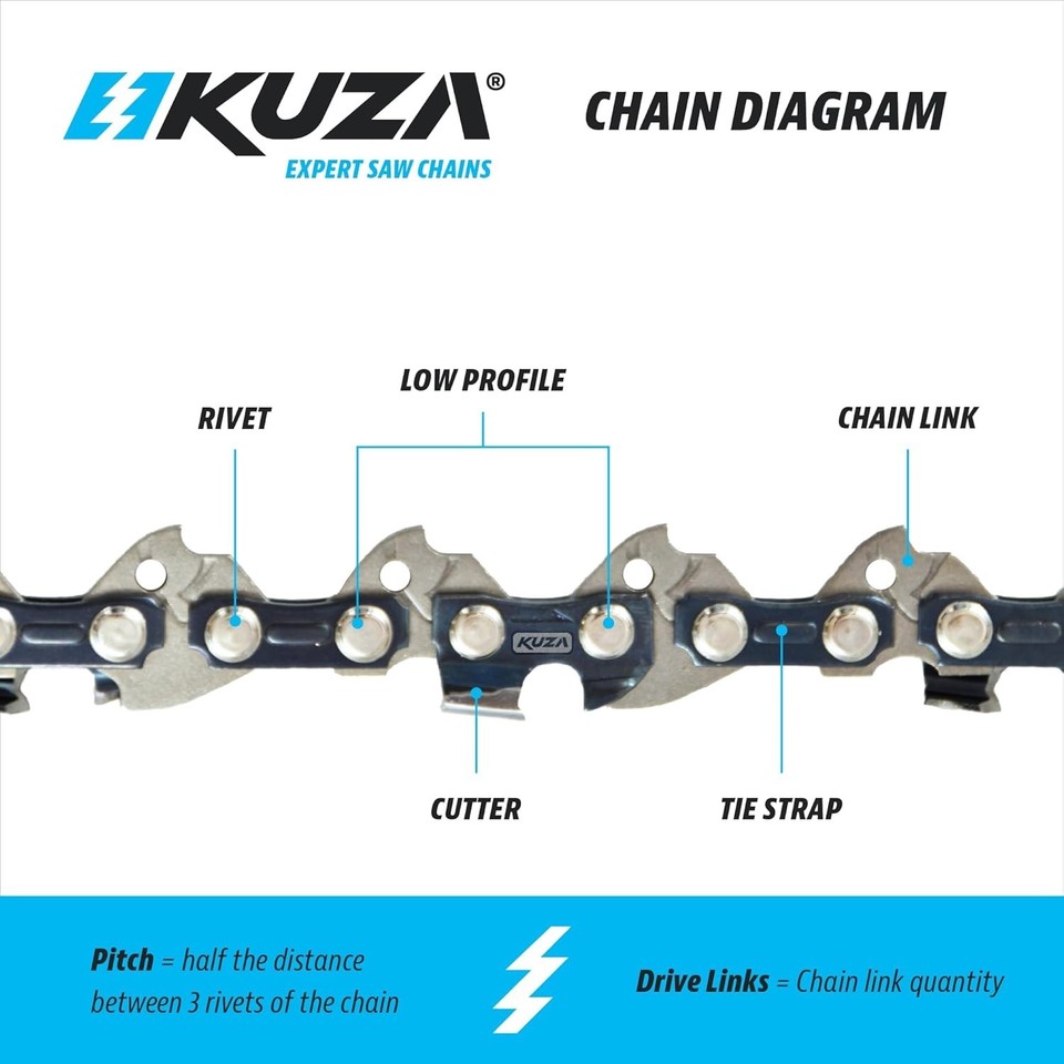 14 Inch Chainsaw Chain 3/8" LP Pitch 050" Gauge 52 Drive Links German ...