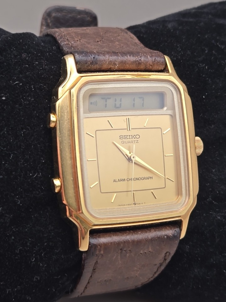Seiko H557-5380 31mm Gold Tone Dial Analog Digital Mens Watch | eBay