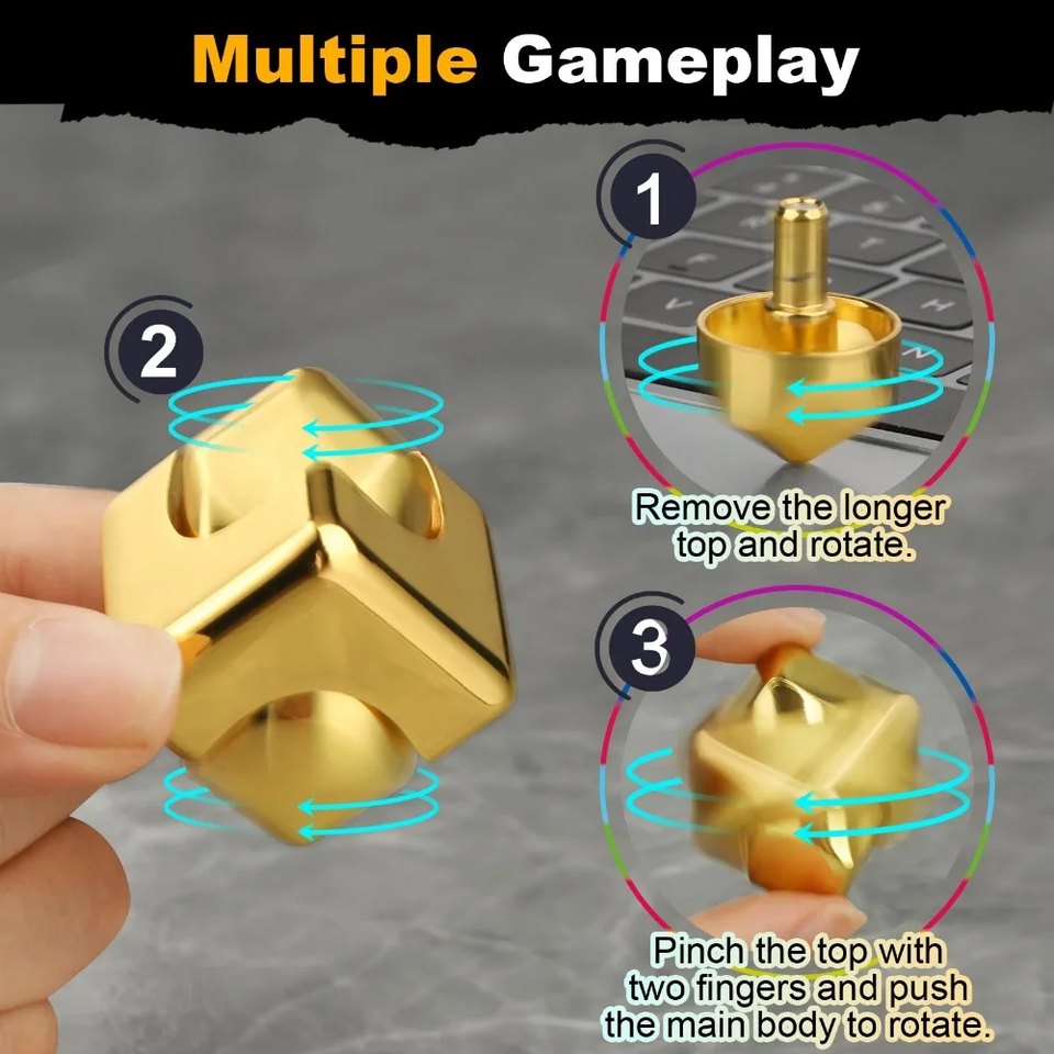 Alloy Cube Spinner Fidget Gyroscope Stress Relief Toy For Adults Office ...