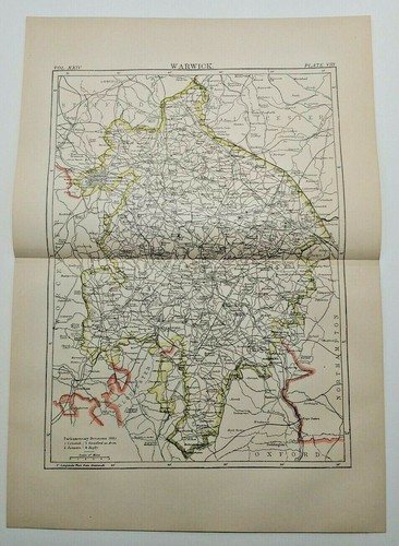 Vintage 1894 WARWICK UK Atlas Map Old Authentic Antique Encyclopedia ...