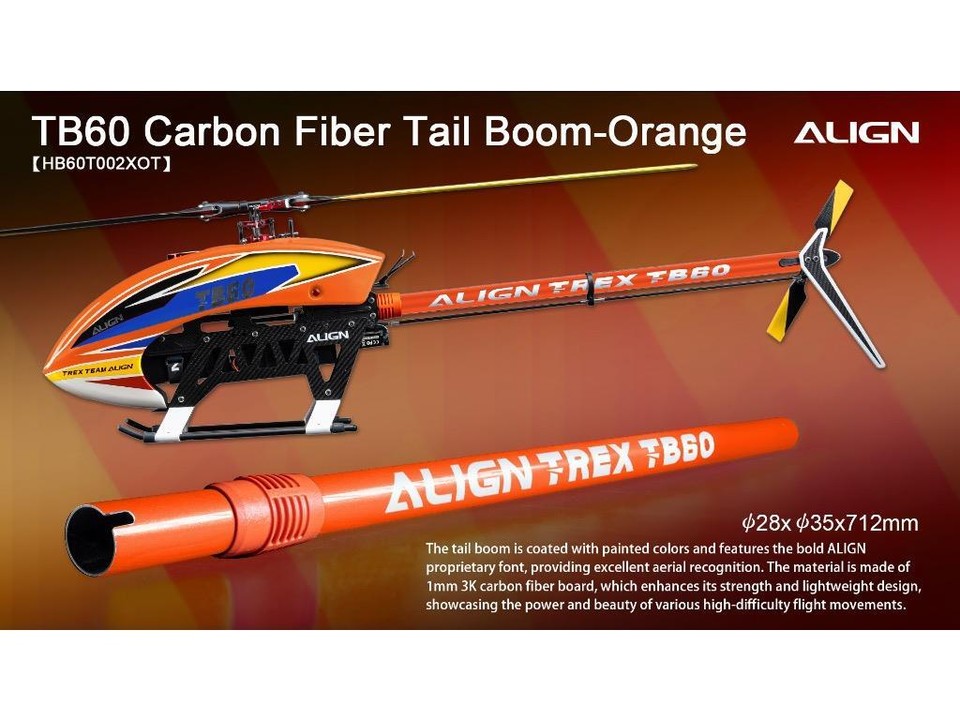 Align TB60 Carbon Fiber Tail Boom - Orange : HB60T002XOT | eBay