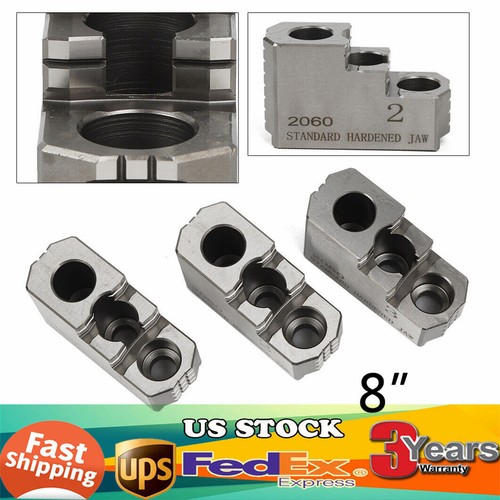 3X 8’’ Lathe Chuck Serrated Steel Jaws Set Hard Jaw for Kitagawa B-210 ...