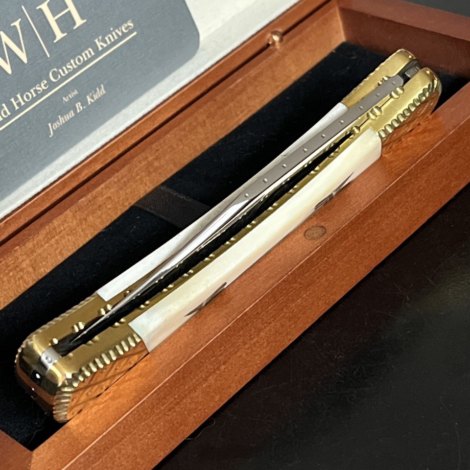 BUCK 110 Folding Hunter Camel Bone Scrimshaw Ward Bros Engraved By J ...