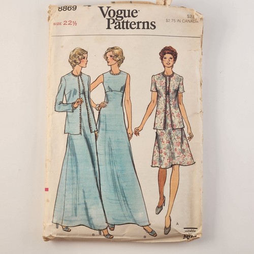 Vogue 8869 Vintage Sewing Pattern Size 22½ Women's Flowing Dress and ...