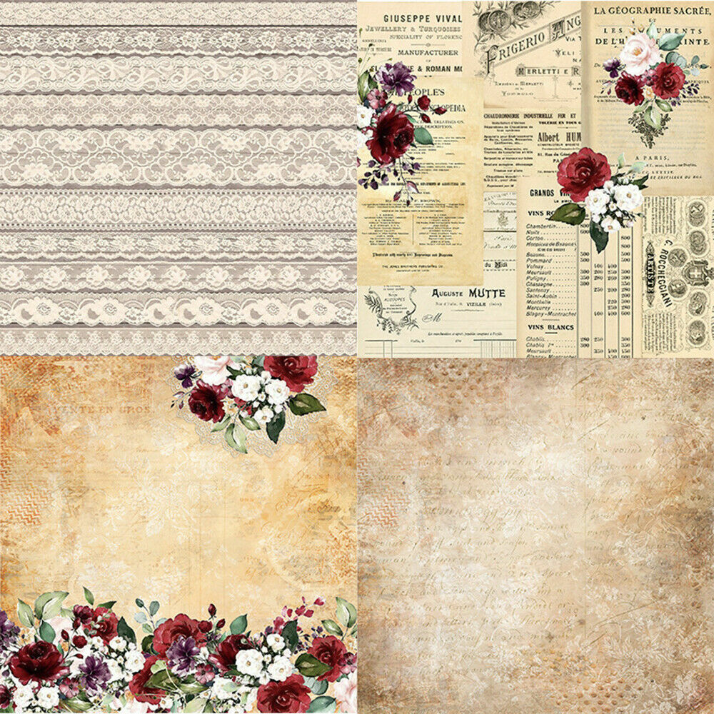 12X Vintage Paper Pad Floral Scrapbooking Cards Album Journal Palnner ...