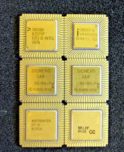 6 Vintage Intel Gold Ceramic Microprocessor for Collectors . See photos ...