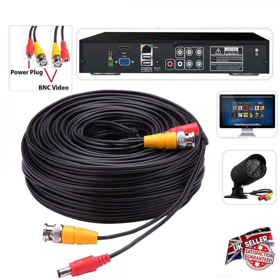 BNC DC POWER EXTENSION CABLE CCTV CAMERA VIDEO SECURITY DATA LEAD 1 ...