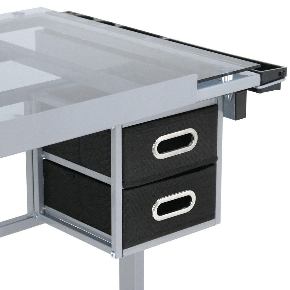 Adjustable Drafting Table Drawing Craft Desk Tempered Glass Top Art ...