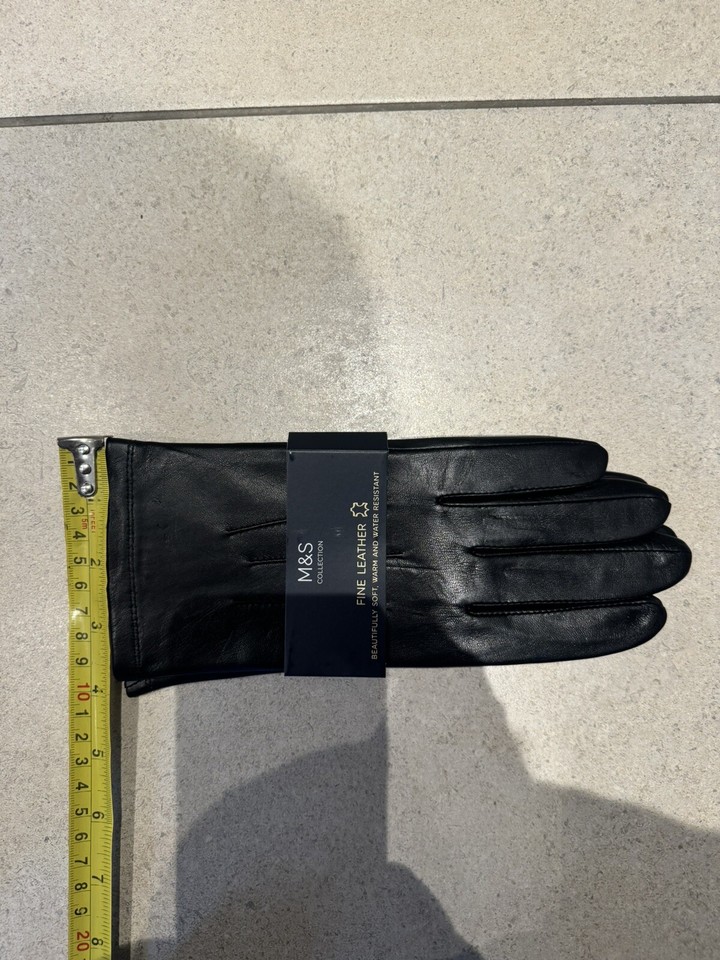 M&S Ladies BLACK Fine Soft Real Leather Winter Casual Warm Gloves ...