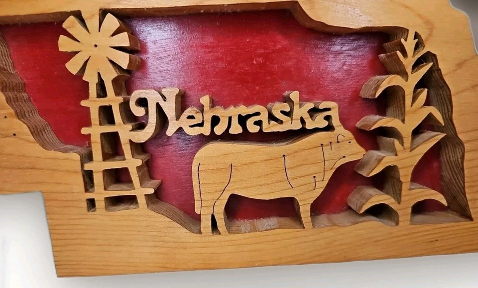 NEBRASKA State Wooden Box Sign Wall Decor Laser Carved Cornhusker ...