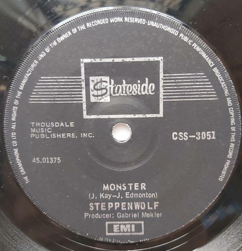 STEPPENWOLF 45 rpm 7" Single MONSTER Stateside EMI SINGAPORE | eBay