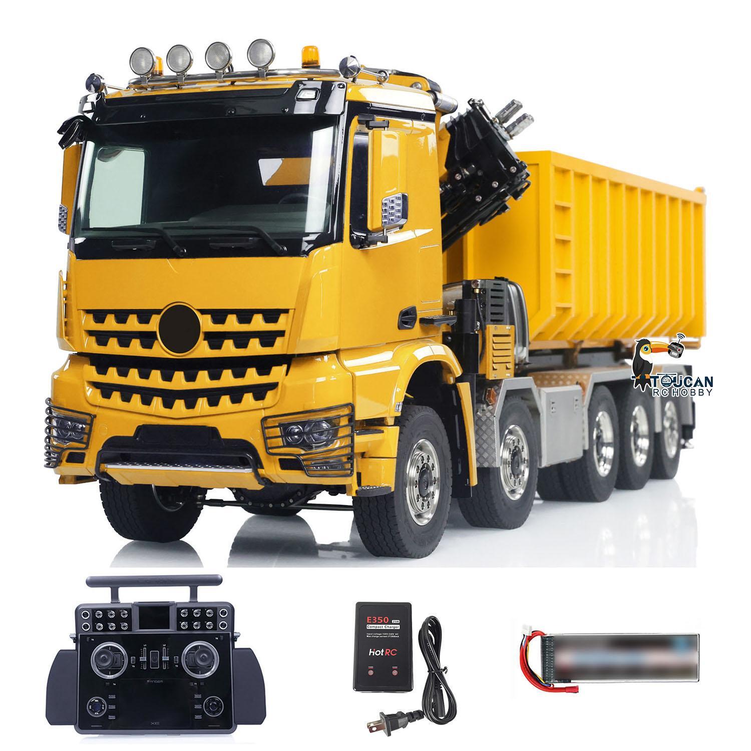 1:14 10x10 Metal RC Hydraulic Dump Car Remote Control Crane Full Dumper ...