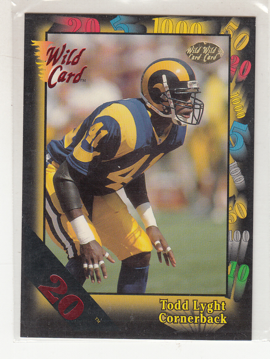TODD LYGHT 1991 Wild Card NFL #155 Parallel 20 Stripe Los Angeles Rams ...