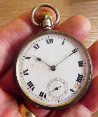 SOLID SILVER ANTIQUE GENTS TOP WINDER POCKET WATCH DENNISON ALD CASE ...