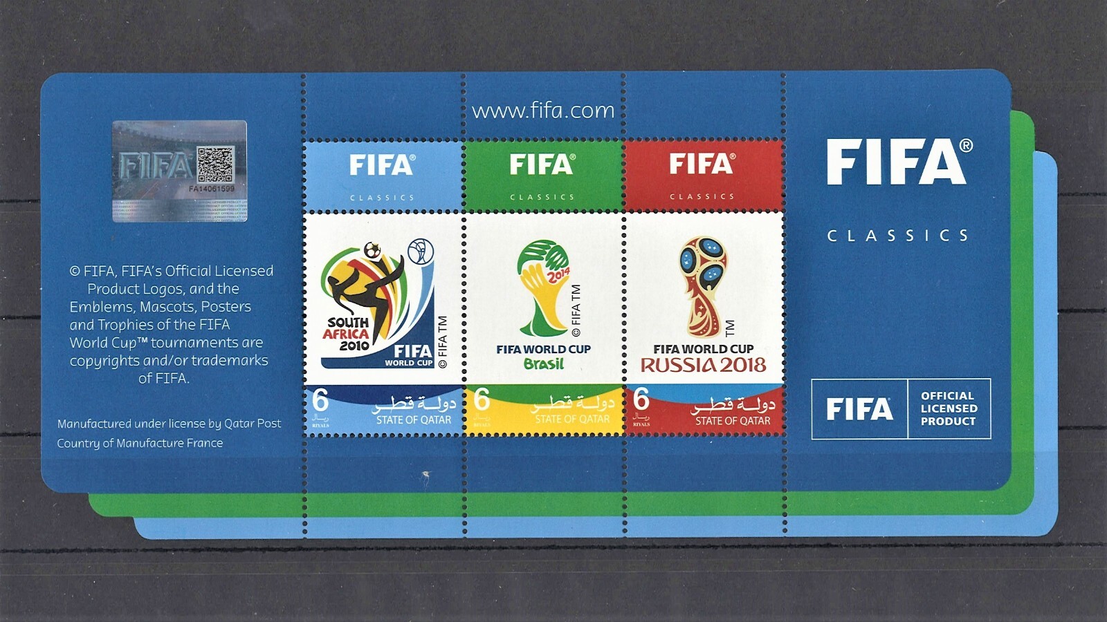 FIFA Classics SOCCER World Cup QATAR Stamps Hologram BRAZIL RUSSIA ...