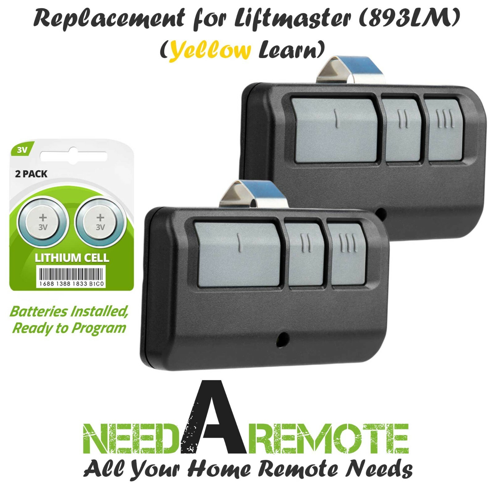 2 For 893LM 953estd Remote Control Yellow Learn Button Liftmaster 891lm ...