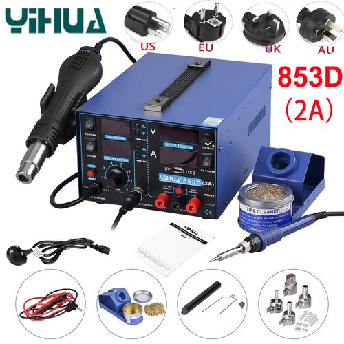 Buy YIHUA 853D USB 2A Soldering Station Rework Hot Air Gun Solder Iron ...