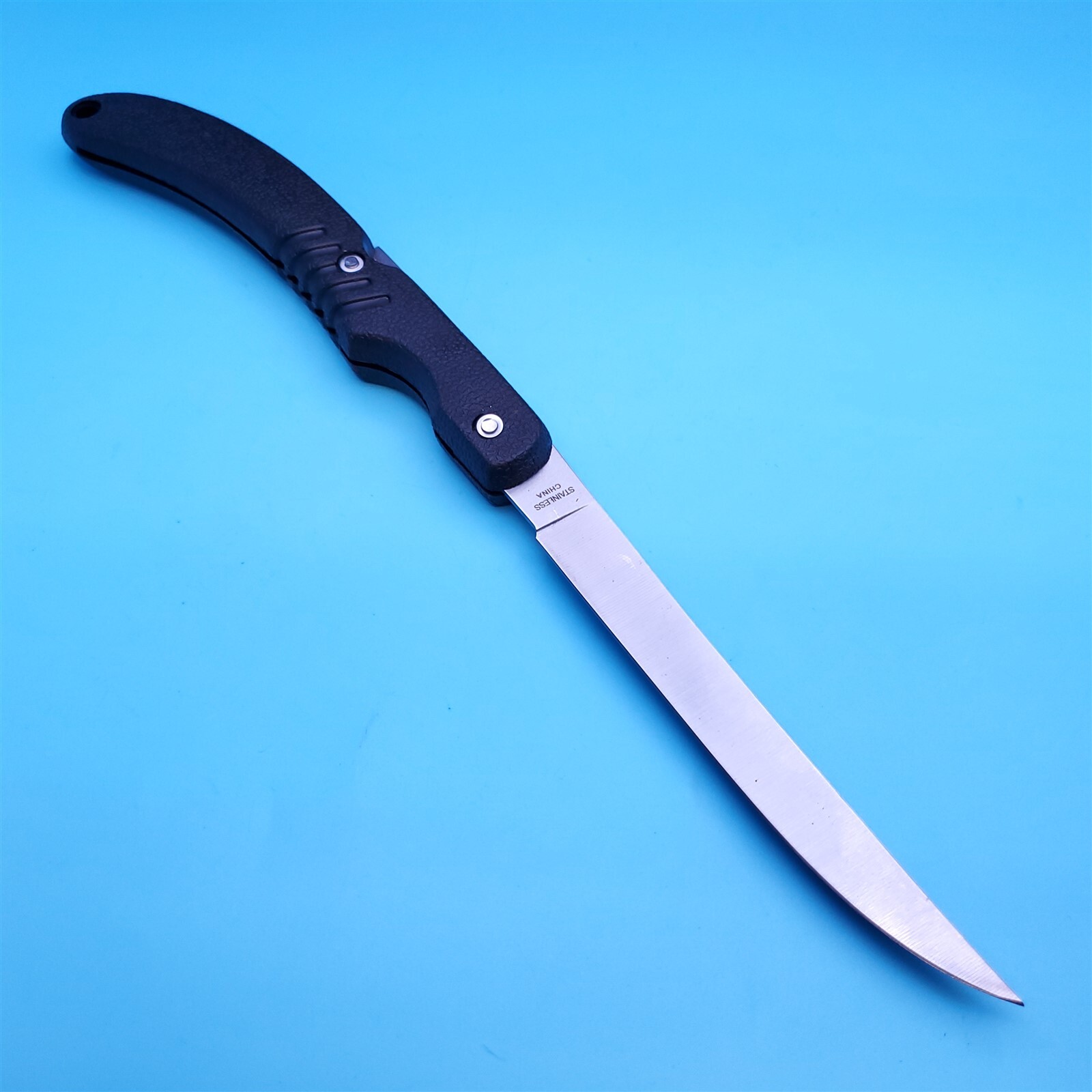 Folding Blade Fillet Knife Pocket Black ABS Handle 12.5"x 5" Lockback ...