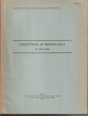 SCIENTIFIC PAPER , SUBSECTIONS AT BORROLOOLA by MARIE REAY , pbl 1962 ...