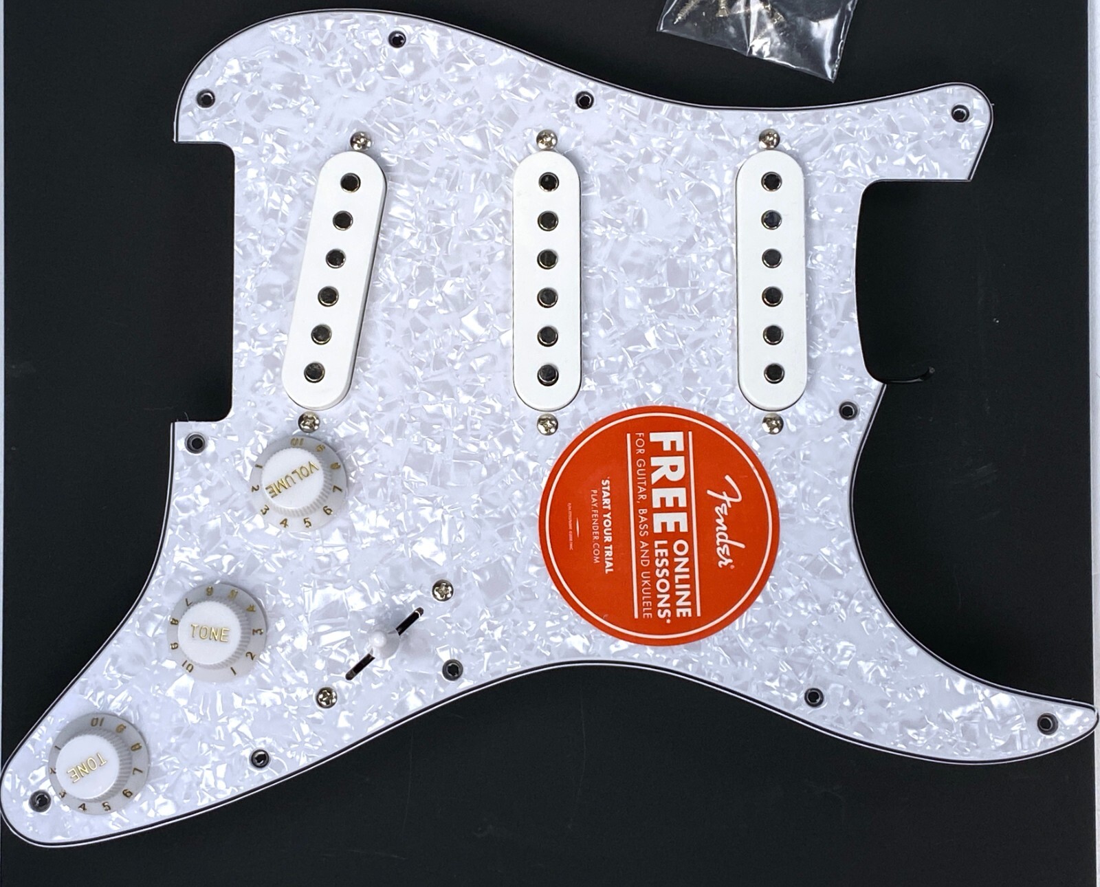 Genuine Fender Squier Strat LOADED SSS PICKGUARD W/SCREWS WHITE PEARL ...